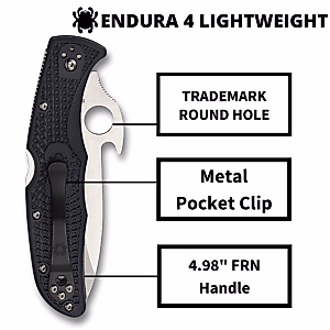 Spyderco Endura 4 Signature Knife with 3.80" VG-10 Steel Blade with Emerson Opener and FRN Handle - PlainEdge - C10PGYW