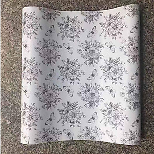 TaoGift Self Adhesive Peony Floral Butterfly Shelf Liner Contact Paper for Dresser Cabinets Walls Backsplash Furniture Decal 17.7x117 Inches