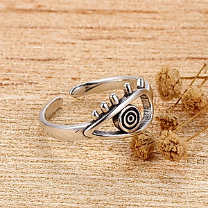 Teepollo Evil Eye Ring-925 Silver Open Cuff Adjustable Evil Eye Statement Love Lucky Protection Rings for Women Jewelry (925 Silver, Evil Eye)