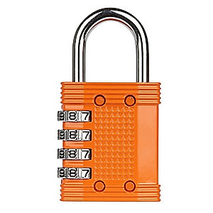 FortLocks Padlock - 4 Digit Combination Lock for Gym Outdoor & School Locker, Fence, Case & Shed – Heavy Duty Resettable Set Your Own Combo – Waterproof & Weatherproof (1 Pack - Orange)