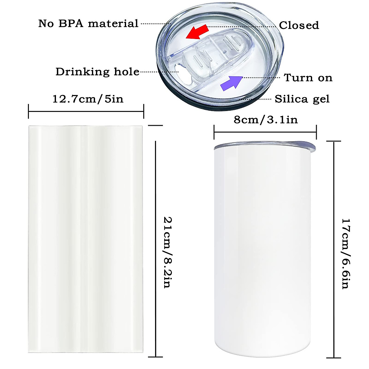 AiHeart 16oz Kids Sublimation Straight Skinny Tumbler,12pack Sublimation Stainless Steel Blanks Bulk,Double Wall Vacuum Tumblers with Shrink Wrap Films and Straw,Great DIY Gift for Kid,Toddler