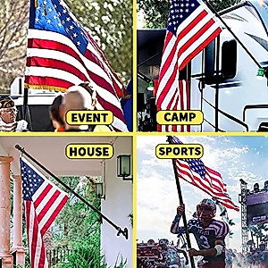 AIVIIN 6FT House Flag Pole Kit, Aluminum Bracket Wall Mounted for Residential Porch Garden Yard Truck Boat Commercial, Black