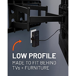 ECHOGEAR Wall Outlet with Surge Protection - Power & Protect 8 Devices with 6 Rotating AC Plugs & 2 USB Ports - Includes 1x USB-C Port & 1x USB-A Port - Black