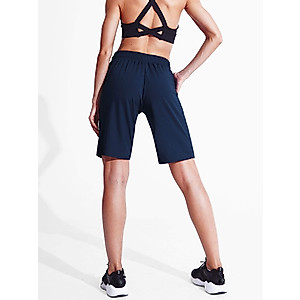 NELEUS Women's 10 inch Running Shorts Workout Athletic Short for Yoga with Pocket,3 Pack,Black/Grey/Navy Blue,US 2XL,EU 3XL