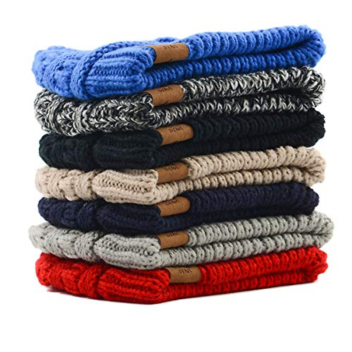 Century Star Baby Beanies for Boys Girls Knit Baby Winter Hats Soft Warm Infant Toddler Beanie Caps Cute Chunky Baby Hat 006Pcs Navy&Beige&Dark Grey&Blue&Light Grey&Black One Size