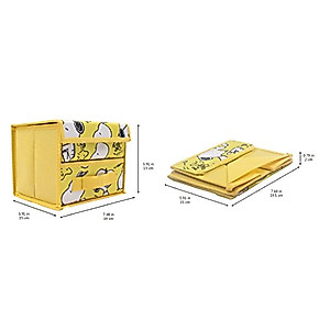 FINEX Yellow Snoopy Foldable Storage Organizer Box for Desk - with Removable Drawer
