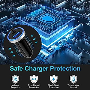 Fast Car Charger USB C for Samsung Galaxy S23 S23+ S23 Ultra A54 A14 A53 A13 A03S A02S A12 A32 A42 A52 S22 Ultra S21 FE S20 S10 S9 S8 Note 20 Z Flip 4 3,3.4A Android Car Adapter with 3ft Type C Cable