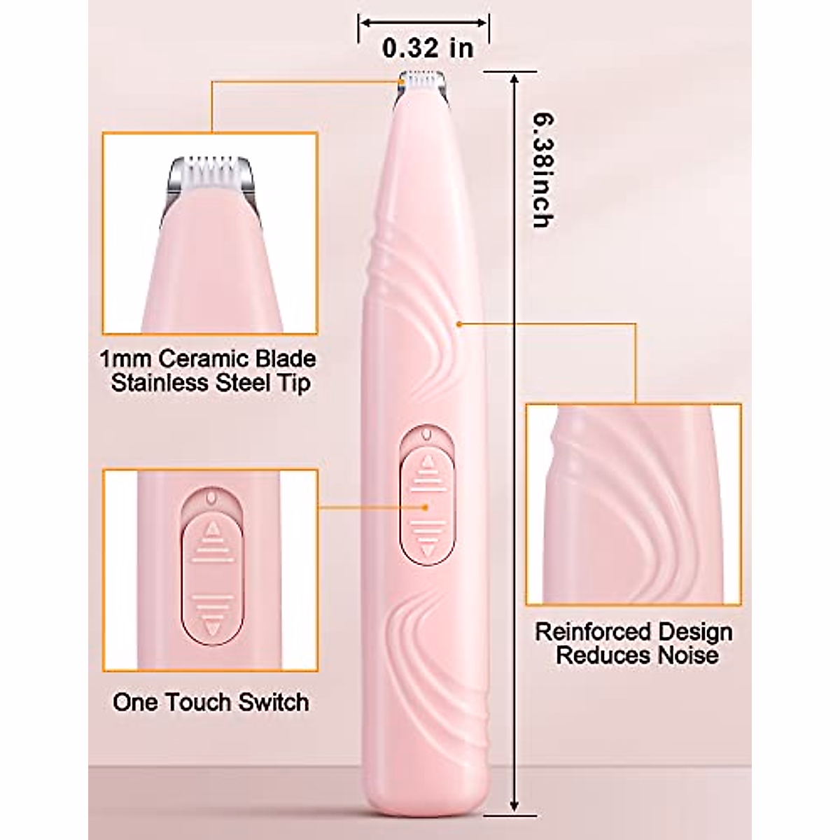 LEYOUFU Dog Paw Trimmer for Grooming, Cordless Electric Small Pet Grooming Clippers Hair Trimmer for Dogs Cats, Low Noise for Trimming Pet's Hair Around Paws, Eyes, Ears, Face, Rump (Pink)