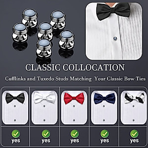 Cufflinks and Tuxedo Studs Set with Gift Box, Silver and Gold Tone Cuff Links for Men's Shirt Wedding Business