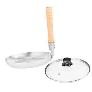 SEWOART Japanese Parent- Bowl Special Pot Creative Vertical Handle Frying Pan Japanese Cuisine Pan Egg Pan Egg Chicken 17cm Deluxe Version (uncoated) with Glass Lid for Gas Wooden Gas