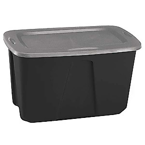 Homz, 6630GRBKTS.06, Storage Tote, 32 Gal, Black/Gray