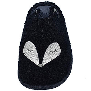 Tuiyata Black Cute Fox Animal Slippers for Women Mens Winter Warm Memory Foam Cotton Home Slippers Soft Plush Fleece Slip on House Slippers for Girls Indoor Outdoor Shoes