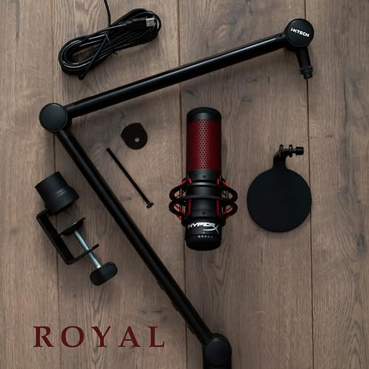 IXTECH Microphone Boom Arm with Desk Mount, 360° Rotatable, Adjustable and Foldable Scissor Mounting for Podcast, Video Gaming, Radio and Studio Audio, Sturdy and Universal - Elegance Model