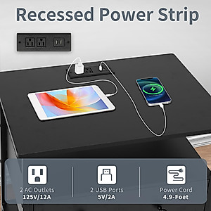 Edbuosy 27 inch Nightstand Side Table with 1 Layer of Wooden Drawers，Nightstand with Charging Station,End Table Bedside Table with USB Ports and Outlets (Black)