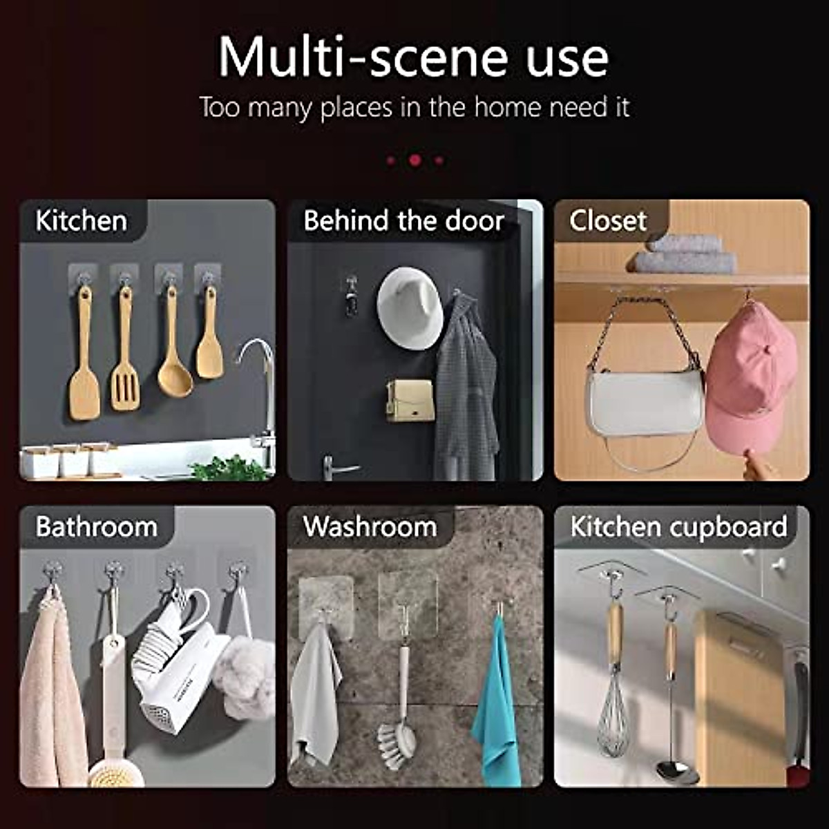 GEAYAZE Adhesive Hooks, 12 Pcs Transparent Removable Small Sticky Hooks, Heavy Duty Adhesive Wall Hooks 10 lbs