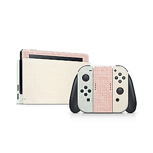 Tacky Design Retro Pastel Skin Compatible with Nintendo Switch Skin Wrap Cover, Fabric Texture Color Blocking for Nintendo Switch Stickers, Premium Vinyl 3M Full Wrap Decal.