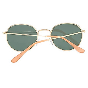 LKEYE Small Unisex Classic Vintage Round Mirror Lens Polarized Sunglasses LK1702 3447 Gold Frame/Dark green Lens