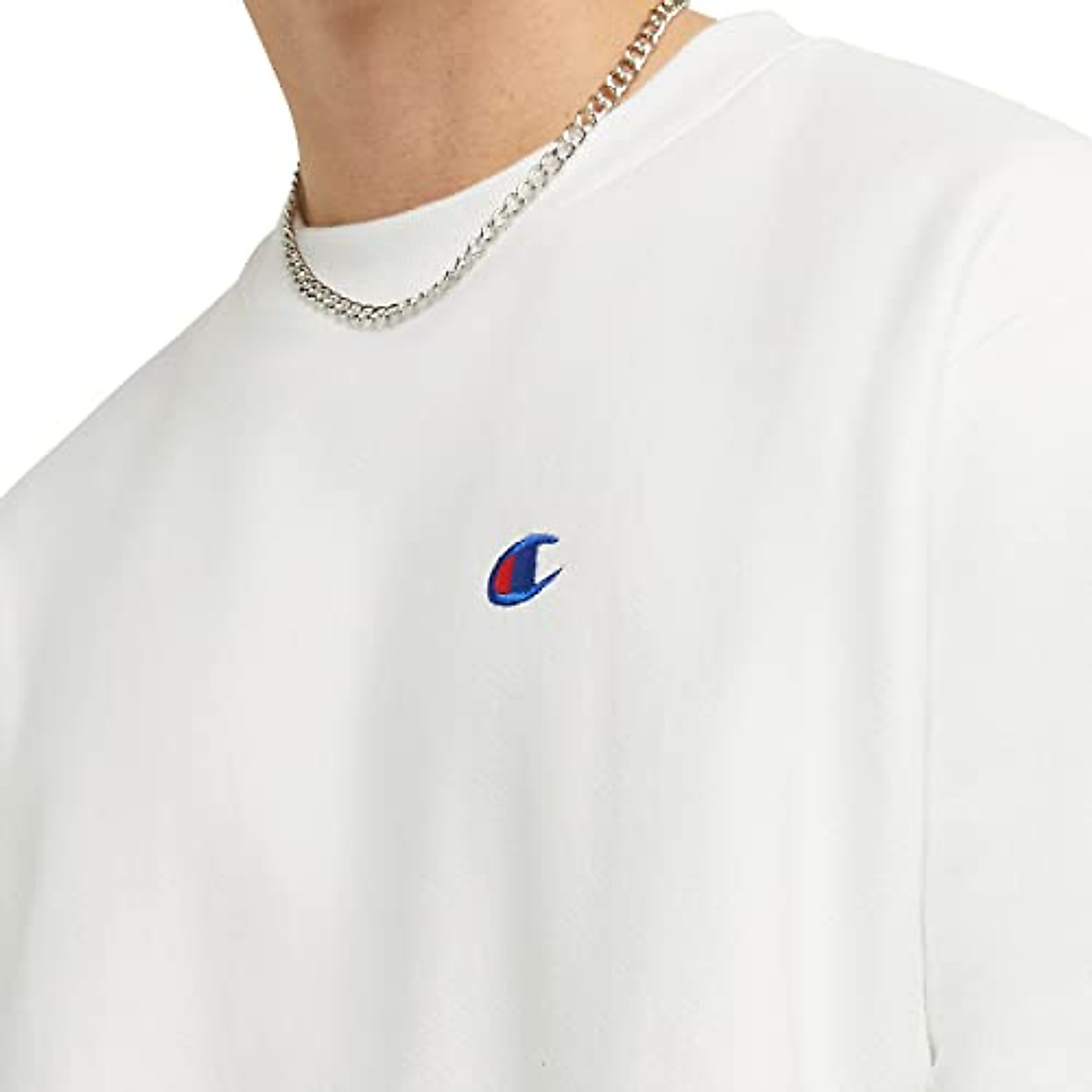 Champion Men's Reverse Weave Sweatshirt,White/Left Chest "C" Logo,X LARGE