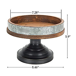 NIKKY HOME 7 Inch Natural Wood Cupcake Cake Stand Pedestal Tray, Round Farmhouse Decorative Wooden Serving Tray Candle Display Tray for Dessert Table, Kitchen Counter, Dining Room Table Centerpiece