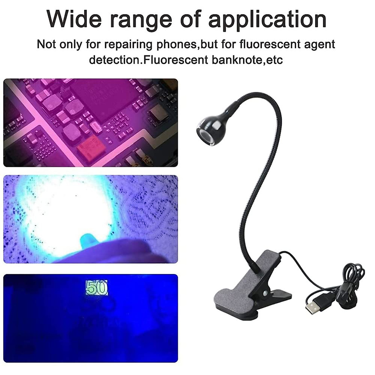 LED Desk Lamp Clip On Light,360°Flexible Gooseneck and Clamp Reading Light,Portable USB Powered Task Light with Clamp ,Night Light Clip on for Desk, Bed Headboard and Computers Black