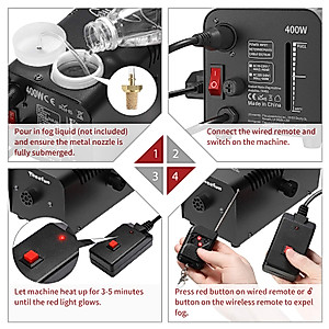 Theefun Fog Machine - 2000CFM Smoke Machine with Wired and Wirelss Remote Control - 400W Halloween Fog Machine with Handle for Christmas Wedding Party and Stage Effect(Size 9.06x4.33x4.53inch)