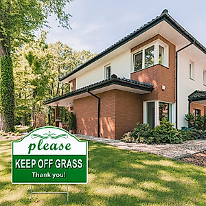 MUXYH 2 Pack Keep Off Grass Sign, Keep Dogs Off Sign for Lawn, 12.6"X9.4" Corrugated Plastic Double Sided with Metal Wire H-Stakes- Stay Off Grass Signs