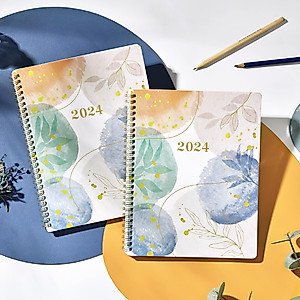 2024 Planner - Planner/Calendar 2024, Jan. 2024 - Dec. 2024, 2024 Planner Weekly and Monthly with Printed Tabs, 8" x 10", Flexible Cover with Thick Paper + Twin-Wire Binding - Waterink