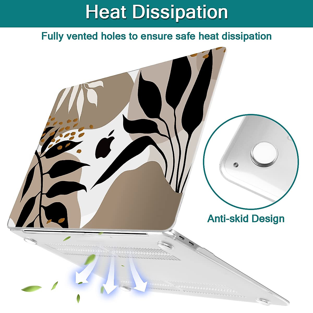 Teryeefi Compatible with MacBook Pro 13 inch Case 2020 2021 2022 2016-2019 Model M1 & M2 A2338 A2251 A2289, Hard Shell Case & Keyboard Cover for MacBook Pro 13 with Touch Touch Bar, Tropical Leaf