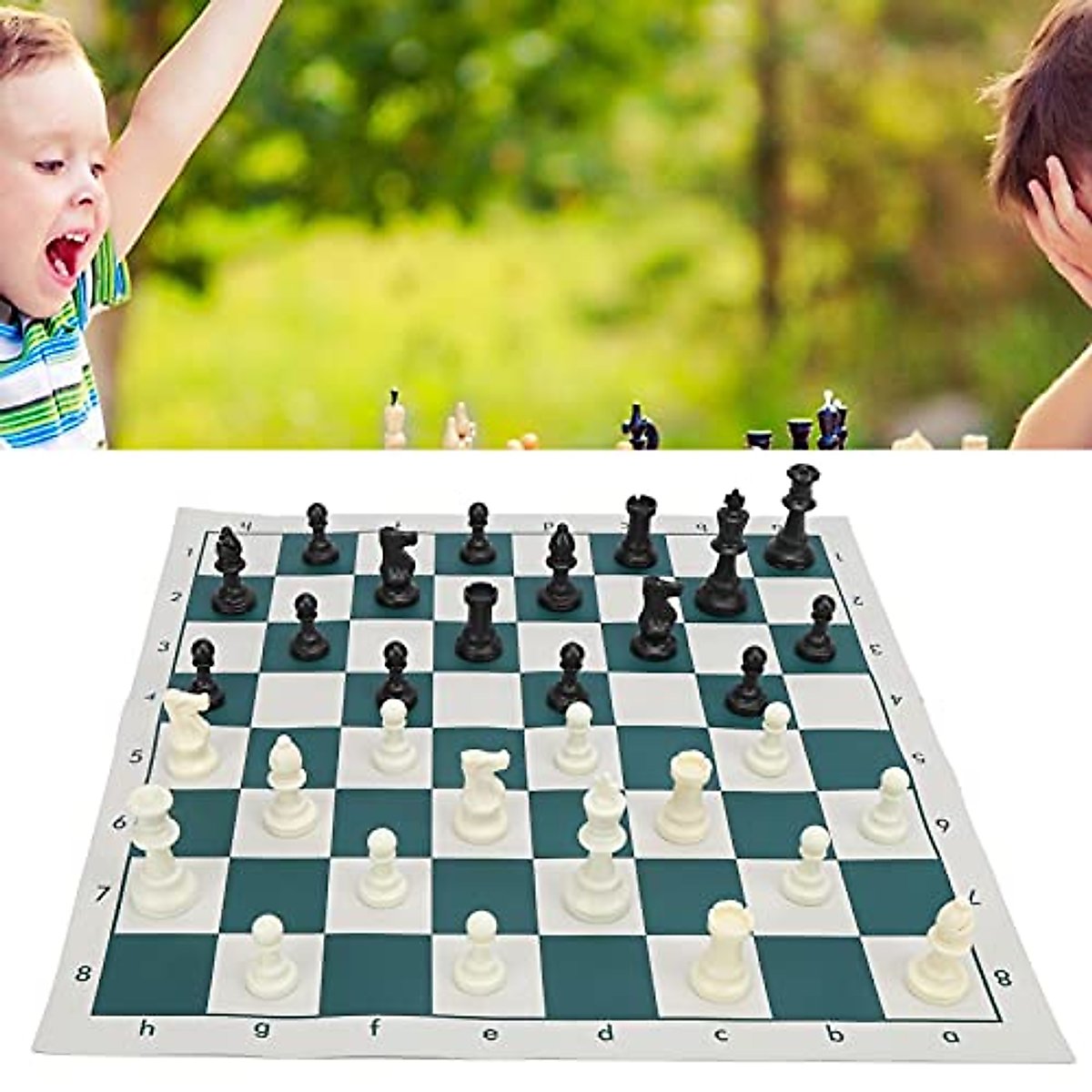 HERCHR Roll Up Chess Set, 32 Tournament Chess with Chess Board and Storage Bag Combo