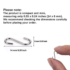 Florixen Stainless Steel Mini S-Hooks 100Pcs 1/2 Inch with Storage Box for Keychain Decoration Hangers Birthday Card DIY Jewelry Beads Handcraft (Silver)
