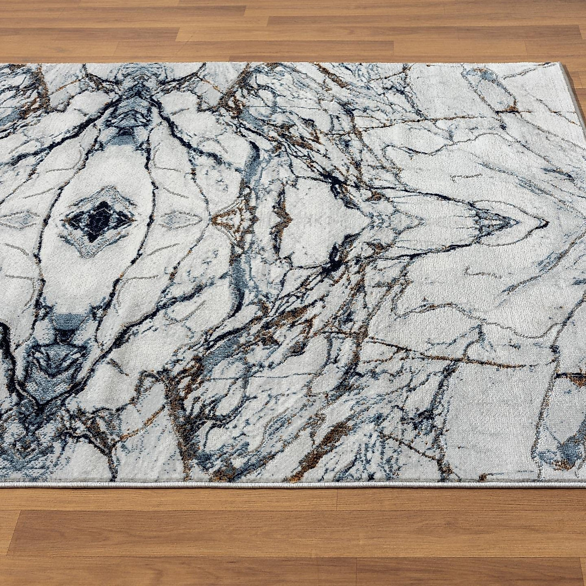 LUXE WEAVERS Marble Effect Abstract Blue 6x9 Area Rug