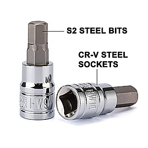 Mayouko 33PCS Master Hex Allen Bit Socket Set, S2 & Cr-V Steel, SAE and Metric, 5/64-Inch to 3/4-Inch, 2mm to 19mm