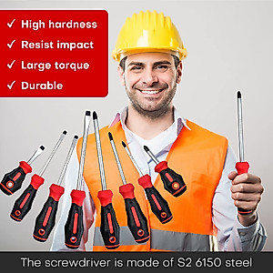 YY 8-Piece Assorted Screwdriver Set (PH #1 X 3", PH #2 X 4", 3/16" X 4", 1/4" X 4", 5/16" X 6")
