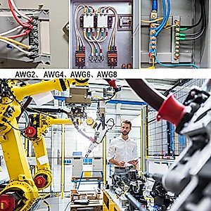 Hammer Lug Crimper Tool for Welding Cables Wire Terminal Crimp 16 AWG to 4/0 Wire Gauge,12PCS AWG 6 8 10 12(5/16" 1/4") Wire Copper Lugs,24PCS 3:1 Dual Wall Adhesive Heat Shrink Tubing