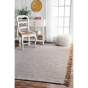 nuLOOM Flatweave Natural Fiber Fenella Area Rug, 6' x 9', Grey