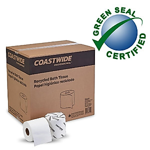 Coastwide Recycled Toilet Paper Rolls, 2-Ply, 350 Sheets Per Roll (48 Individually Wrapped Toilet Paper Rolls Per Carton)