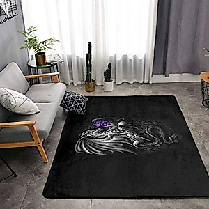 Area Rug White-Cool Dragon Purple Fairy Rose black9 Non-Slip Area Carpet Resist Dirt Washable Floorcover Mat for Sofa, Living Room, Bedroom, Office, Dining Room