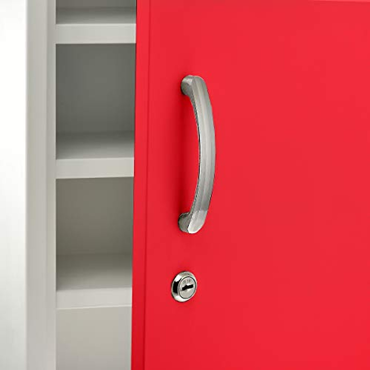 AdirMed Medicine Cabinet with Pull-Out Shelf & Document Pocket - Large Dual Lock Wall Mounted Steel Medical Organizer - Secure Storage for Medicine First Aid and Emergency Kit (Red)