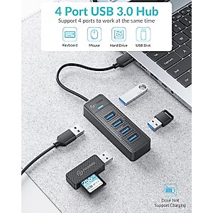 USB Hub, PHIXERO 4-Port 3.0 Hub Multi Port Expander, Fast Data Transfer Splitter for Laptop, Compatible with All Device