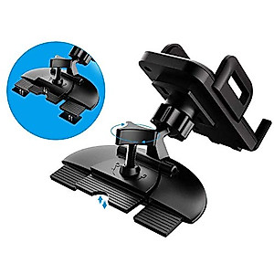 Pokanic Car Cell Phone CD Slot Mount Adjustable 360 Rotation Stand Holder Three-Side Grips Design One Touch Clamp Compatible with iPhone Galaxy Note Pixel Universal (CD Slot Mount)