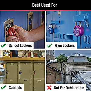 Master Lock 1530T Locker Lock Combination Padlock, 2 Count (Pack of 1), Colors May Vary