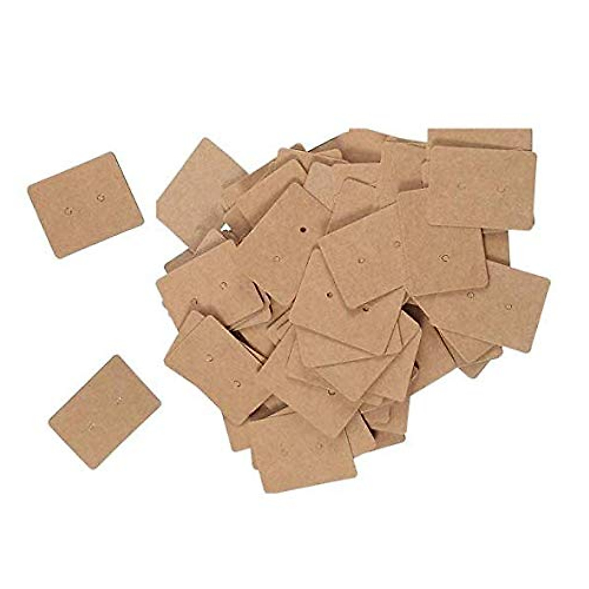 DNHCLL 100 PCS Brown Kraft Paper Earring Display Hang Cards Ear Studs Display Hang Tags,35mm x 25mm/1.37" x 0.98"