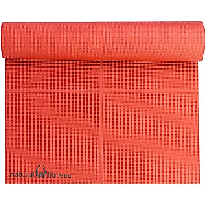 Natural Fitness ROAM 72" Folding Yoga Mat with Non-Slip Traction and Carry Bag to Protect and Keep Compact, 13 x 12.5 x 2.5, Red Rock