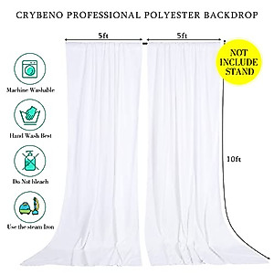White Backdrop Curtains 2 Panels 5ft x 10ft Polyester Photo Backdrop Drapes for Wedding Party Background Decorations