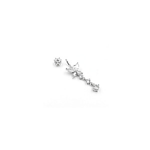 Musegetes Sterling Silver Belly Button Rings, Real 925 Sterling Silver, Butterfly CZ Belly Rings, 14G Navel Piercing Rings, High Polished Smooth Surface, Sterling Silver, cubic zirconia