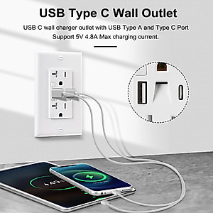Tuya APP Smart WiFi Outlet with USB Port, 5V 2.4A USB Charger Outlet Compatible with Alexa, Google Assistant, ETL&FCC Listed, KS-15T/WU, White (2 Pack)