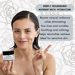 Peak Scents Organic Rose Phyto³ Night Cream with Hyaluronic Acid - Anti-Aging Face Moisturizer for Women - Wrinkle Cream with Rose Water, Vitamin C & E, and Acaí Stem Cells (2 fl. Oz)