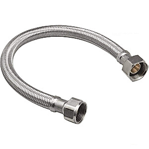 EZ-Fluid 18-Inch Braided Flexible Stainless Steel Water Heater Connector For Female Iron Water Pipes Fitting, 3/4-Inch FIP x 3/4-Inch FIP