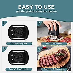 KucheCraft Meat Tenderizer Tool with 56 Stainless Steel Ultra Sharp Needle Blade, Durable Meat Tenderizer with Safety Lock, Detachable Chicken Tenderizer for Beef, Steak, Meat Tenderizer Machine