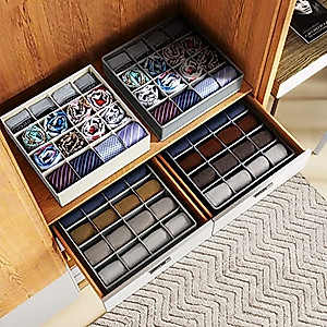 Homsorout Drawer Organizer Divider - Large Fabric Organizer for Clothing, Socks, Panties, Ties - Beige